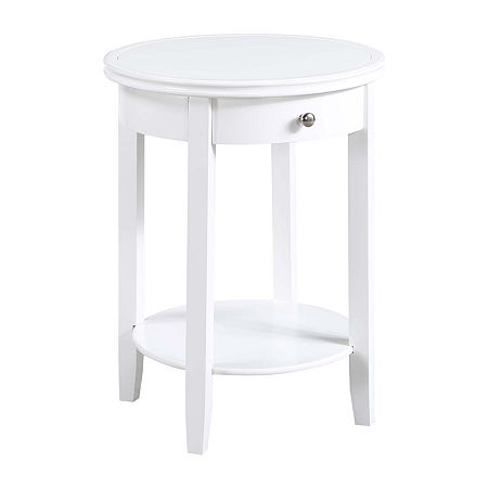 Convenience Concepts 18.25 Rubber wood Ah Baldwin End Table - White