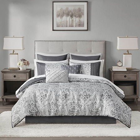 Madison Park Emilia Jacquard 12-Pc. Comforter Set  California King - Silver
