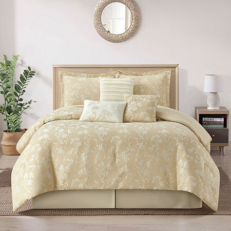 Stratford Park Sahira Floral 7-Pc. Comforter Set  Queen - Gold