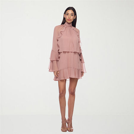 Premier Amour Womens Long Sleeve Shift Dress  X-small  Pink
