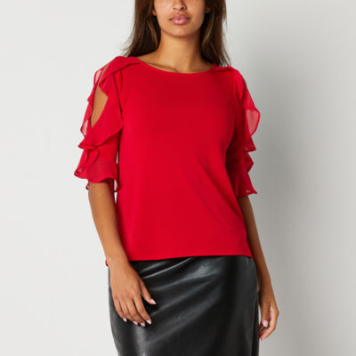 Bold Elements Womens Boat Neck Short Sleeve Blouse - JCPenney