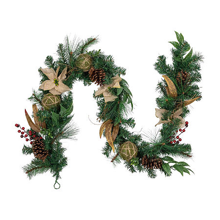 Click here for Northlight Pine With Poinsettias And Berries Chris... prices