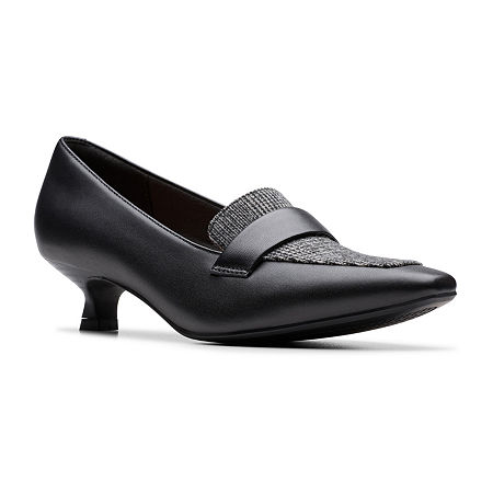 Clarks Womens Scarlyt Mabel Slip-On Pumps - Black Interest Leather