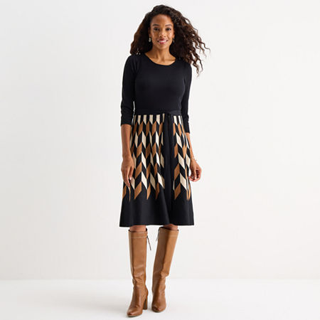 Click here for Danny & Nicole Womens 3/4 Sleeve Belted Geometric... prices