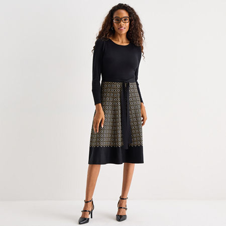 Click here for Danny & Nicole Womens Long Sleeve Belted Geometric... prices