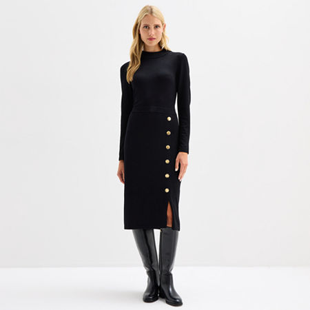 Click here for Maia Womens Long Sleeve Midi Sweater Dress  X-larg... prices