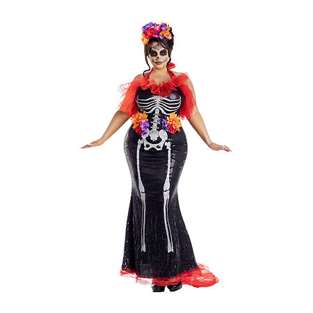 Click here for Womens Plus Glamour Muerta Costume  1x  Black prices