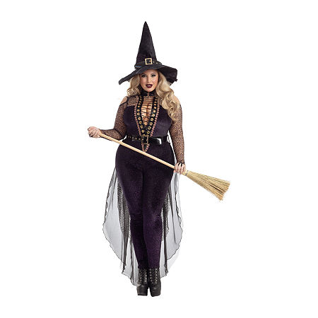 Click here for Womens Plus Midnight Violet Witch Costume  1x  Bla... prices