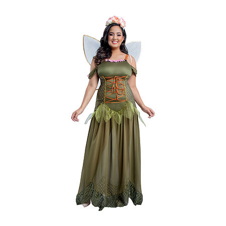 Click here for Womens Plus Rose Fairy Princess Costume  1x  Green prices