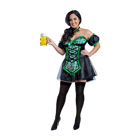 Click here for Womens Plus Lucky Beer Girl Costume  1x  Black prices