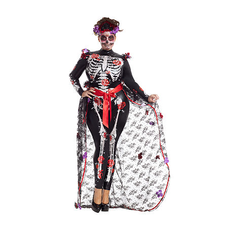 Click here for Womens Plus Rose Day Of Dead Costume  1x  Black prices