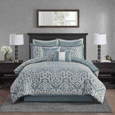 Madison Park Odette Jacquard 8-Pc. Comforter Set  California King - Aqua