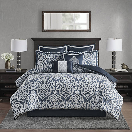 Madison Park Odette Jacquard 8-Pc. Comforter Set  California King - Navy