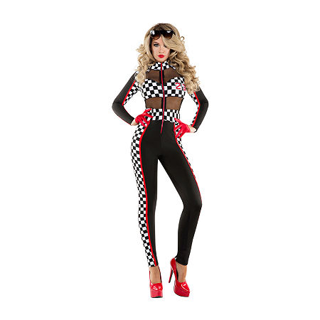 Click here for Womens Racy Racer Costume  Large  Black prices