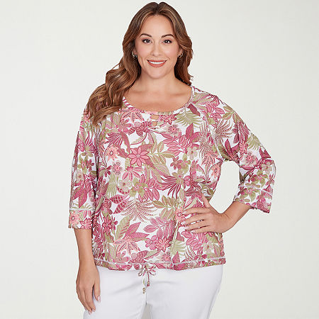 Click here for Hearts Of Palm Plus Size Printed Jungle Ivy Slub T... prices
