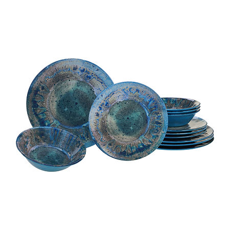 Certified International Radiance Teal Melamine 12-Pc. Dinnerware Set