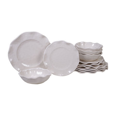 Certified International Perlette Cream Melamine 12-Pc. Dinnerware Set - Cream