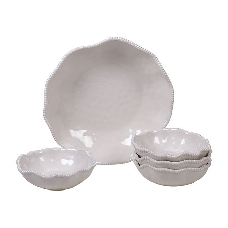 Certified International Perlette Cream Melamine 5-Pc. Salad/Serving Set - Cream