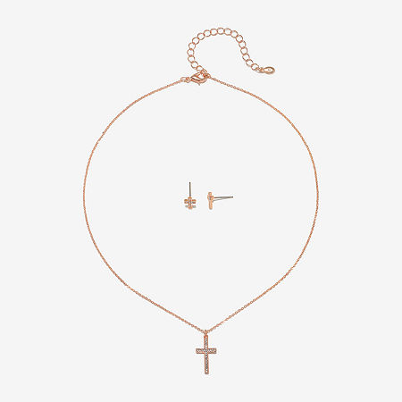 Click here for Bijoux Bar Delicates Rose Tone Womens Glass Cross... prices
