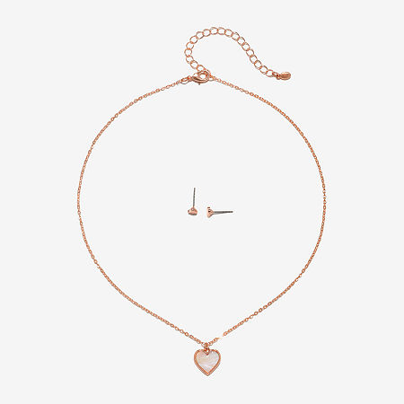 Click here for Bijoux Bar Delicates Rose Tone Womens Heart 2-pc.... prices