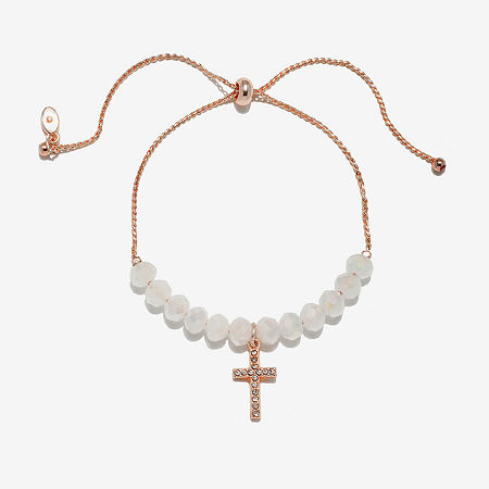 Click here for Bijoux Bar Delicates Rose Tone Womens Glass Cross... prices