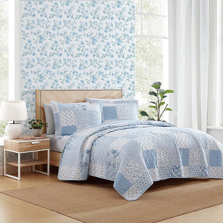 Laura Ashley(R) Colleens Coastal Patchwork Cotton Quilt Set