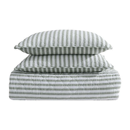 Stone Cottage Stone Cottage-Willow Way Ticking Stripe Quilt-Sham Set - Sage green