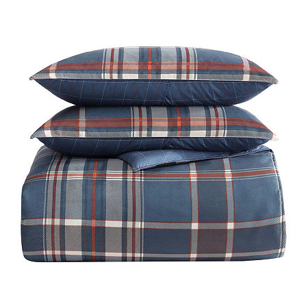 Eddie Bauer Shasta Lake Microsuede 2 Piece Duvet Cover Set  Twin - Medium Indigo