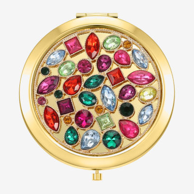 Monet Jewelry Gold Tone Multi Gems Gold Tone Compact Mirror, Color ...