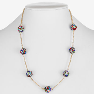 Monet Jewelry Gold Tone Womens Red 17 Inch Collar Necklace, Color ...