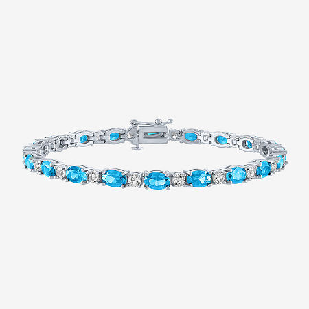 Click here for Gemstone Sterling Silver Oval 7.5 Inch Tennis Brac... prices