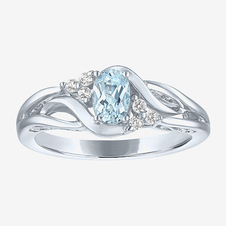 Click here for Womens Genuine Aquamarine & Lab-Created White Sapp... prices