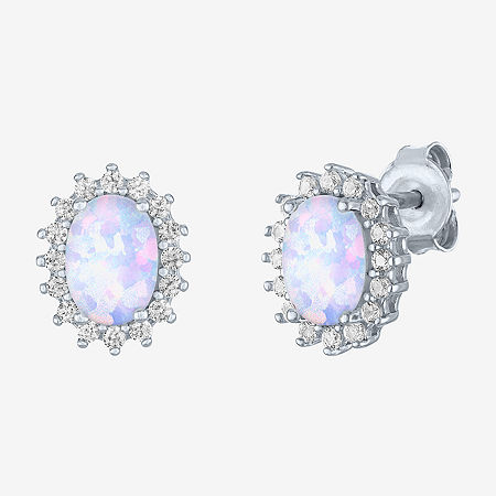 Click here for Lab Created White Opal Sterling Silver 10.4mm Stud... prices