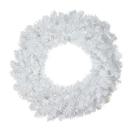 Northlight 24 Pre-Lit Led White Pine Artificial Christmas Wreath - Clear Lights - White