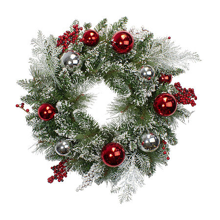 Northlight Flocked Mixed Pine Wreath  One Size  Green