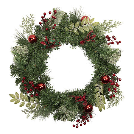 Click here for Northlight Frosted Pine And Cone Wreath  One Size... prices