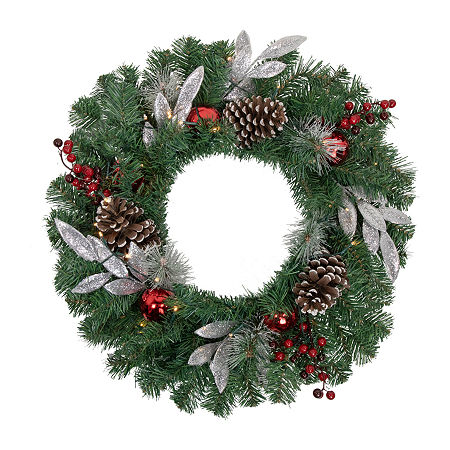 Click here for Northlight Frosted Pre-Lit Wreath  One Size  Green prices