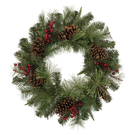 Click here for Northlight Pine And Berries Pre-Lit Wreath  One Si... prices