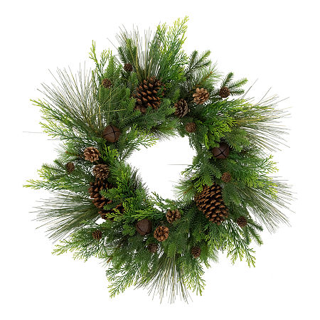 Click here for Northlight Pinecone And Jingle Bells Wreath  One S... prices