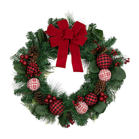 Click here for Northlight Bow And Mixed Foliage Wreath  One Size... prices