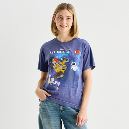 Pixar Boyfriend Womens Crew Neck Short Sleeve Loose Fit Wall-E Juniors Graphic T-Shirt  Xx-large  Blue