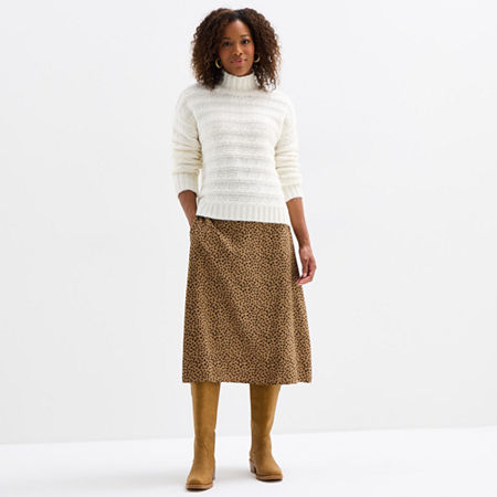 Click here for St. Johns Bay Womens Midi A-Line Skirt  Small  Bro... prices