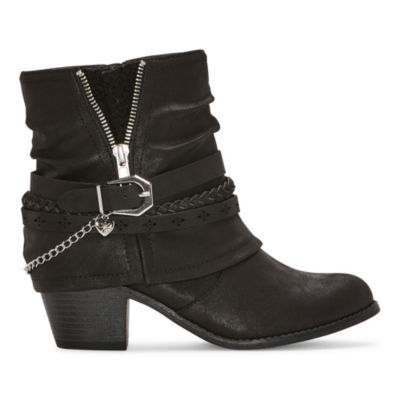Pop Womens Faithe Stacked Heel Booties, Color: Black Black - JCPenney