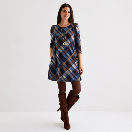 Click here for Jessica Howard Womens 3/4 Sleeve Plaid Shift Dress... prices