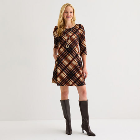 Click here for Jessica Howard Womens 3/4 Sleeve Plaid Shift Dress... prices