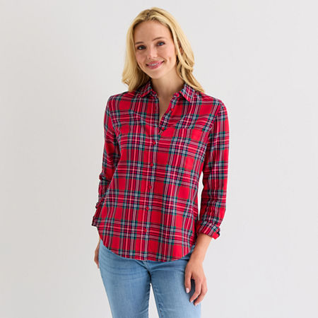 Click here for St. Johns Bay Womens Long Sleeve Tall Blouse  Medi... prices