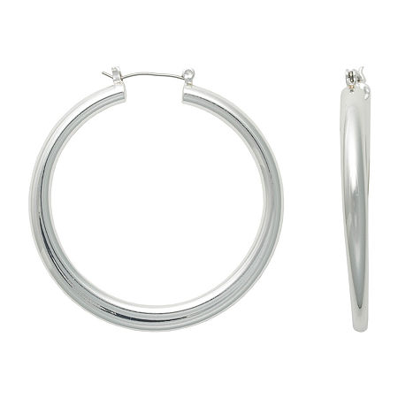 Click here for Bold Elements Silver Tone Tube Womens 80mm Hoop Ea... prices
