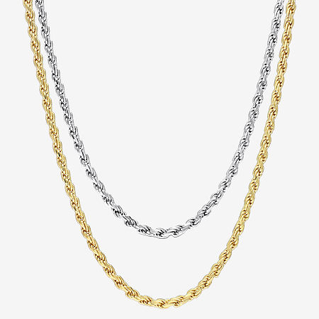 Click here for Womens 18K Two Tone Gold Over Silver 18 Inch Rope... prices