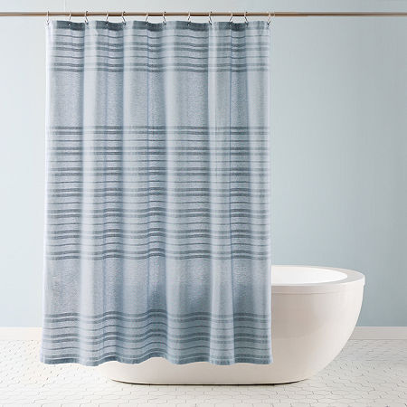 Click here for Town And Country Sophia Stripe Blue Shower Curtain... prices