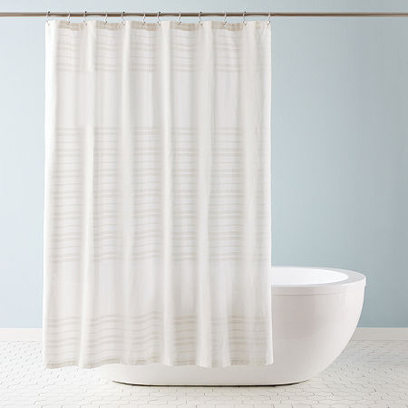 Click here for Town And Country Sophia Stripe White Shower Curtai... prices